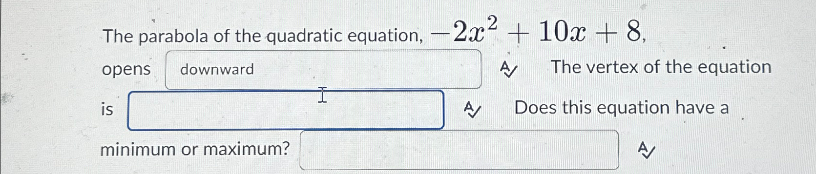 Solved The parabola of the quadratic equation, | Chegg.com