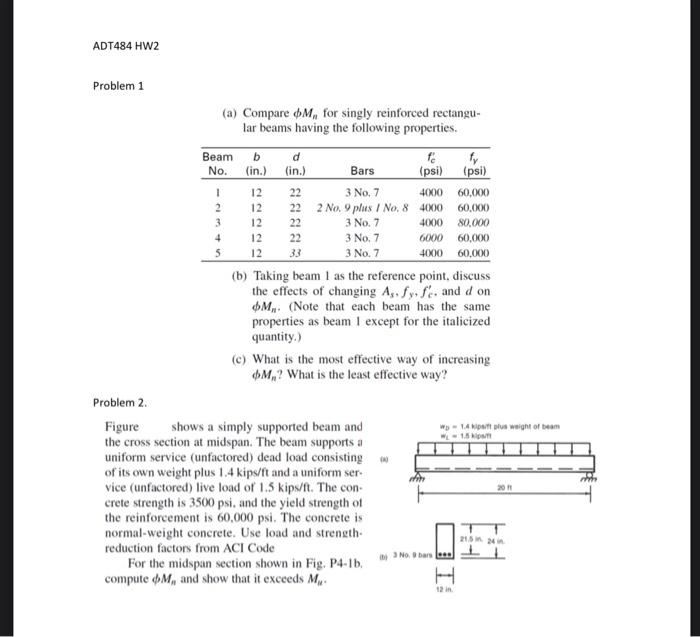 Solved (a) Compare ϕMn for singly reinforced rectangular | Chegg.com