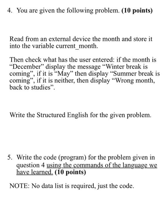 Solved 4. You are given the following problem. (10 points) | Chegg.com