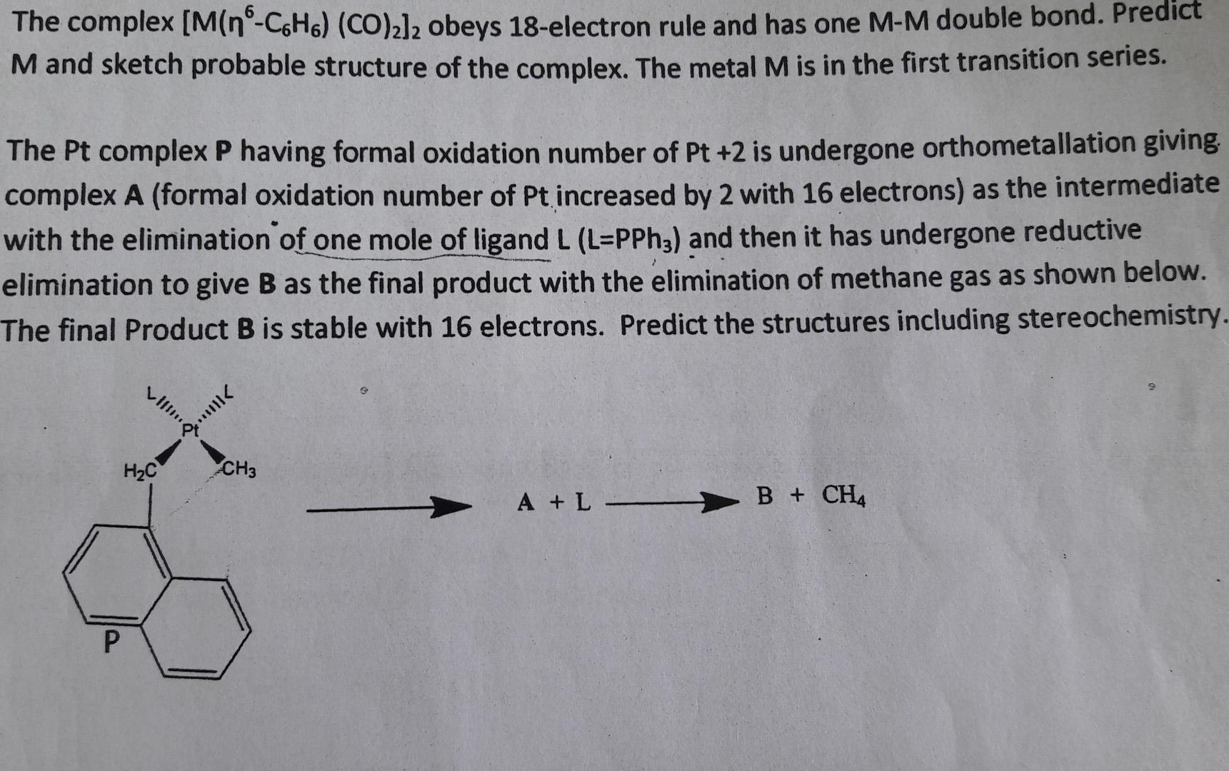 Solved The complex [Minº-CoH) (CO)2l2 obeys 18-electron rule | Chegg.com