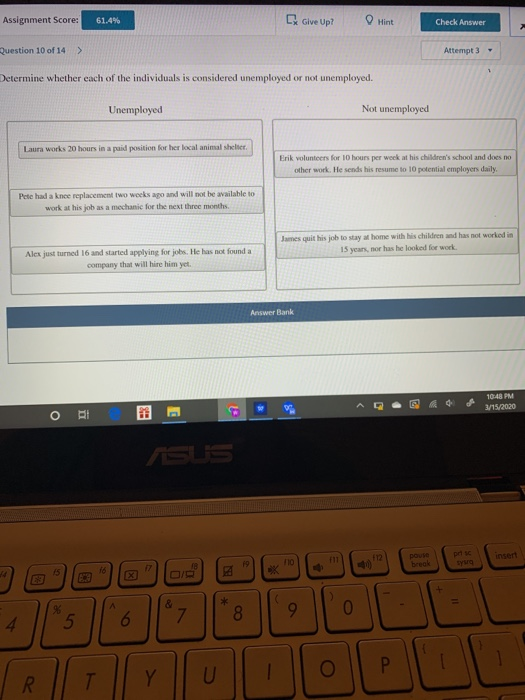 Solved Assignment Score: 61.4% Give Up? Hint Check Answer | Chegg.com