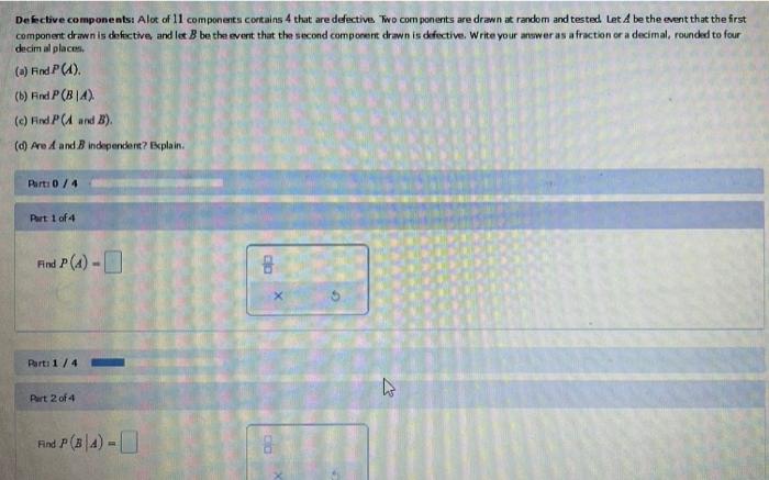 Solved Defective components: Alos of 11 components cortains | Chegg.com