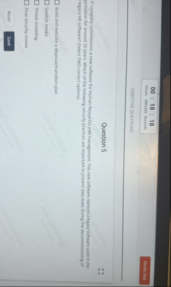 Solved 00:18:18OBjECTIVE QUESTIONSQuestion 5IT company | Chegg.com