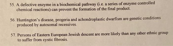 Solved 55. A defective enzyme in a biochemical pathway i.e. | Chegg.com
