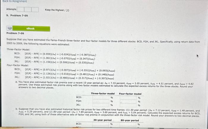 Suppose thot you have estimated the Fama-French | Chegg.com