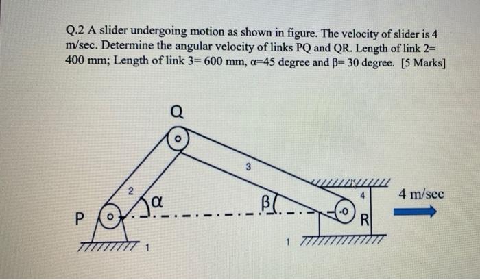 Solved Q.2 A slider undergoing motion as shown in figure. | Chegg.com