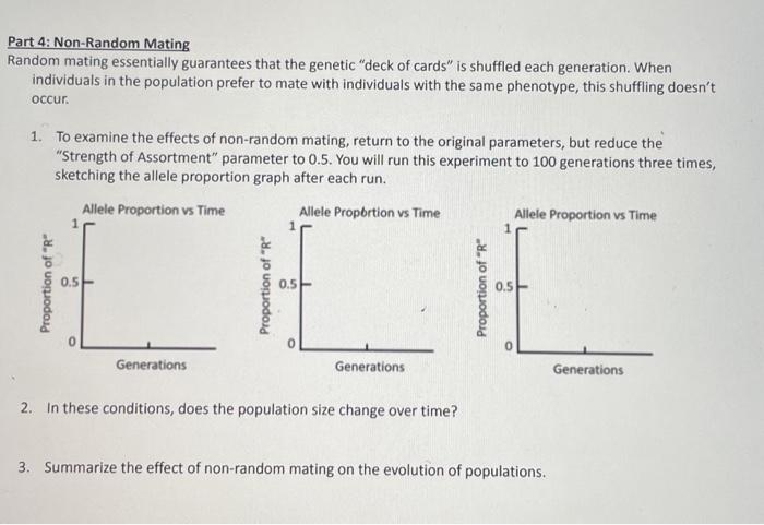 Solved Part 4: Non-Random Mating Random mating essentially | Chegg.com