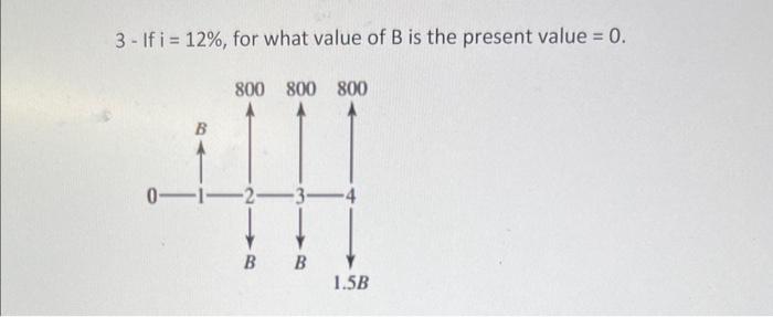 Solved 3 - If i=12%, for what value of B is the present | Chegg.com