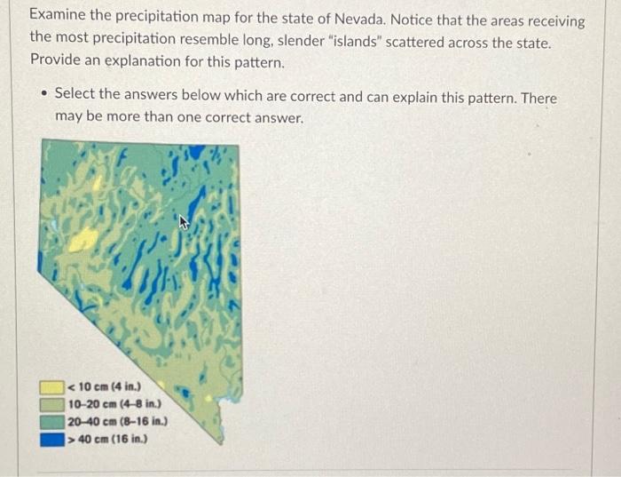 Solved Examine the precipitation map for the state of | Chegg.com