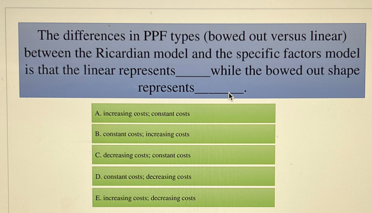 Solved The differences in PPF types (bowed out versus | Chegg.com