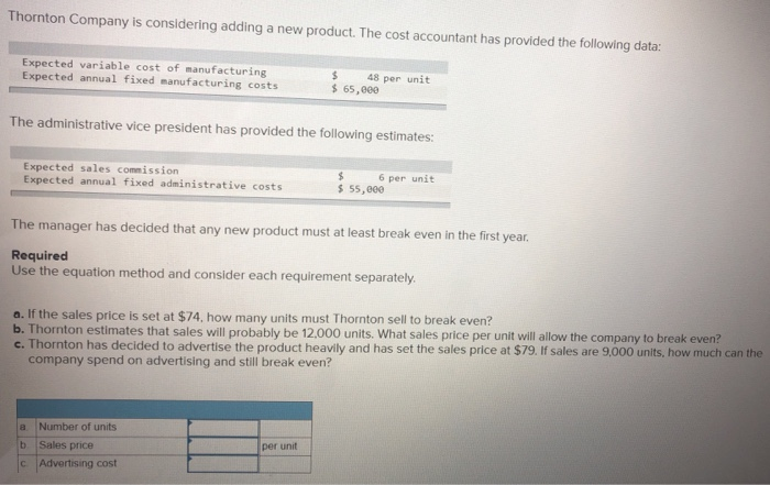 Solved Problem 3-20A (Algo) Determining the break-even point | Chegg.com