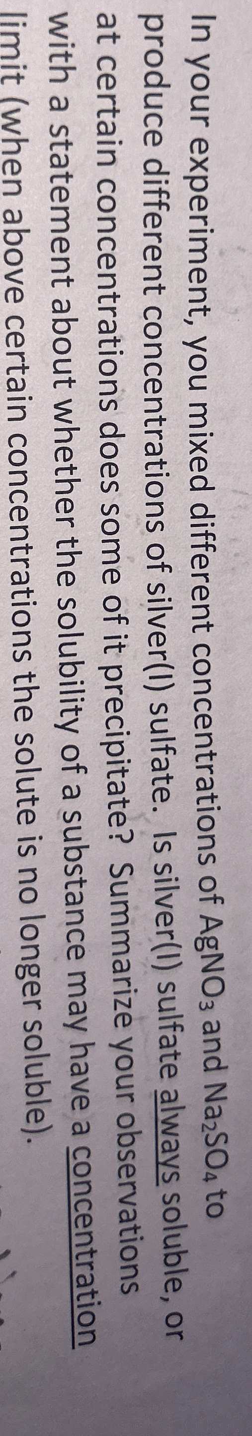 Solved In your experiment, you mixed different | Chegg.com