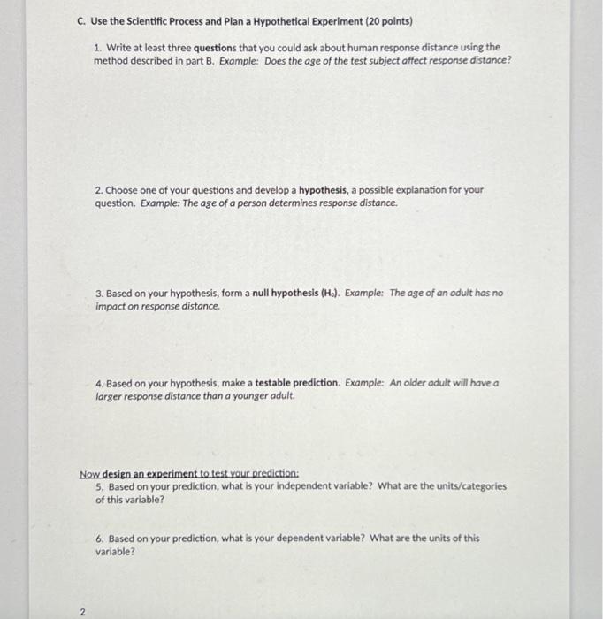 Solved C. Use the Scientific Process and Plan a Hypothetical | Chegg.com