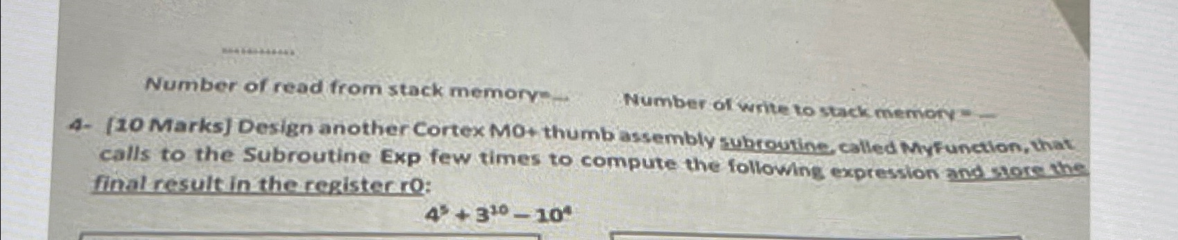 Solved Number of read from stack memory = - q, ﻿Number of | Chegg.com
