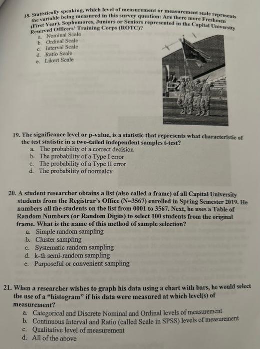 Solved 18. Statistically speaking, which level of | Chegg.com