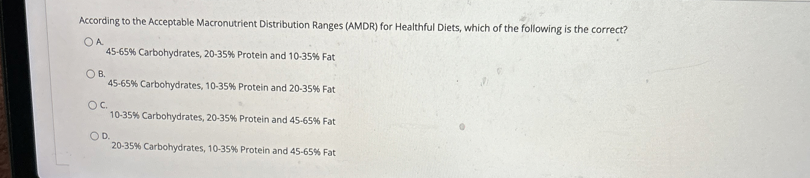 Solved According to the Acceptable Macronutrient | Chegg.com