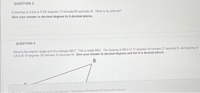Solved If the bearing of line AB is S52 degrees 10 minutes | Chegg.com
