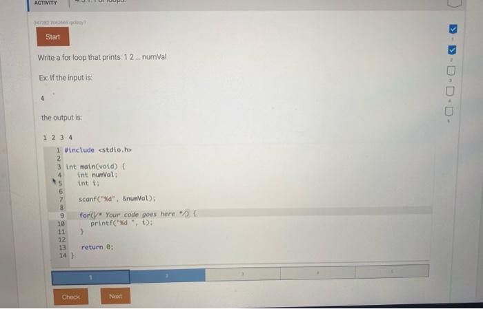 Solved ACTIVITY Start Write a for loop that prints: 12. | Chegg.com