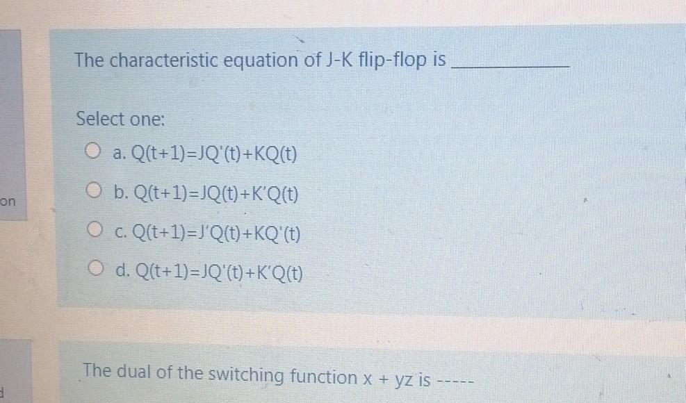 Solved The characteristic equation of J-K flip-flop is | Chegg.com