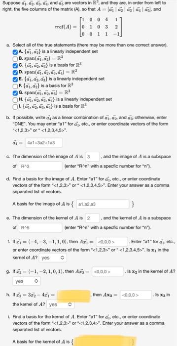 Solved Suppose a1,a2,a3,a4, and a5 are vectors in R3, and | Chegg.com