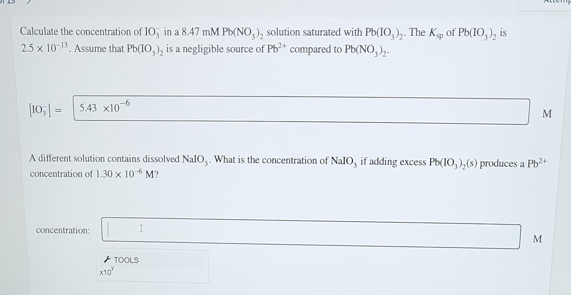 Solved Calculate the concentration of IO3−in a | Chegg.com