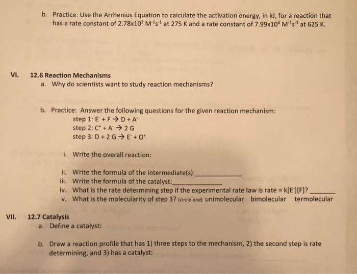 Solved b. Practice: Use the Arrhenius Equation to calculate | Chegg.com