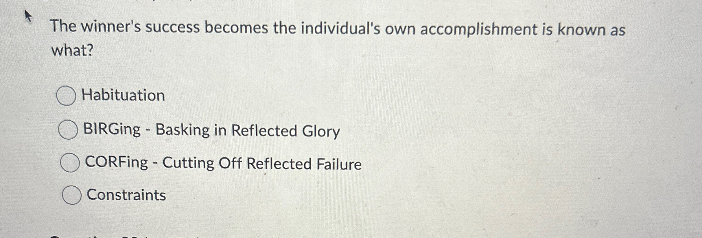 Solved The winner's success becomes the individual's own | Chegg.com