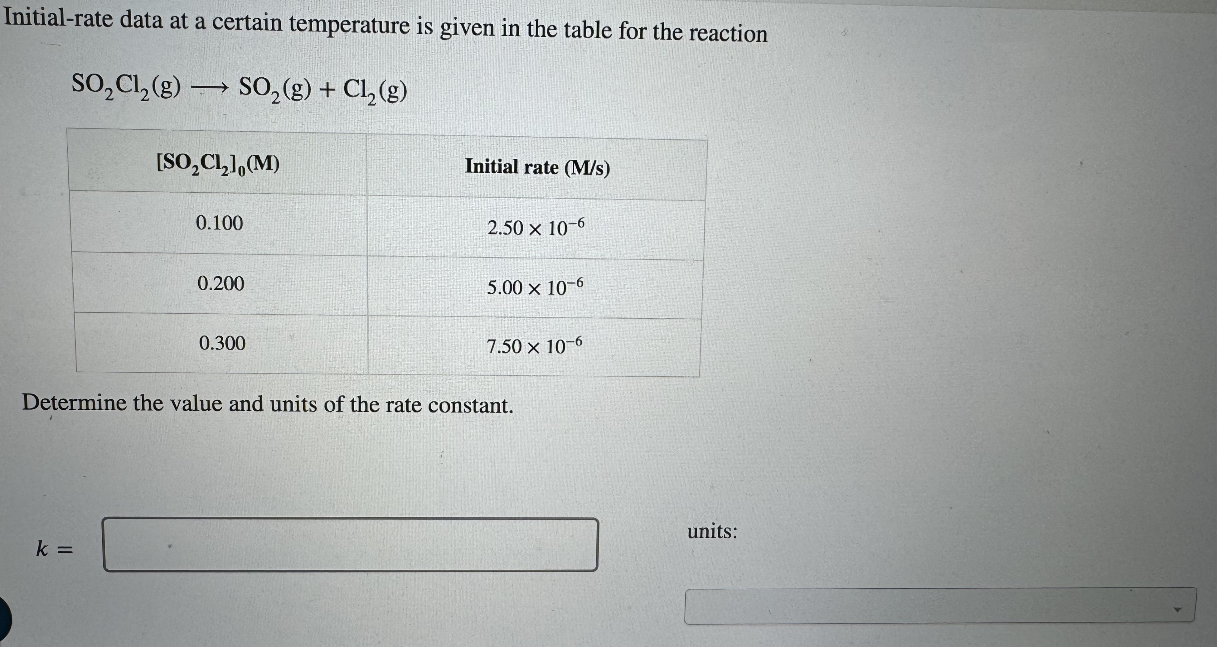 Solved Initial Rate Data At A Certain Temperature Is Given