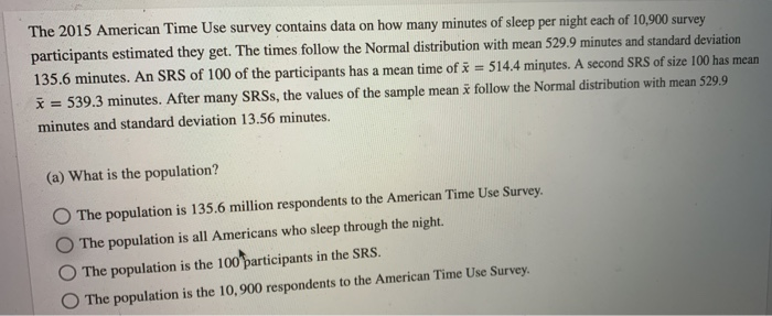 Solved The 2015 American Time Use survey contains data on | Chegg.com