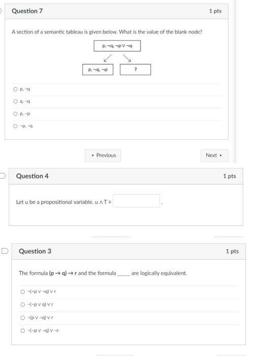 Solved A section of a semantic tableau is given below. What | Chegg.com
