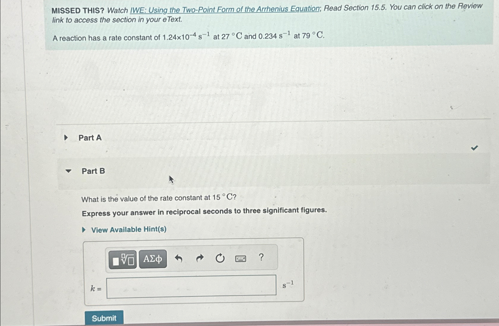 MISSED THIS? Watch IWE: Using the Two-Point Form of | Chegg.com