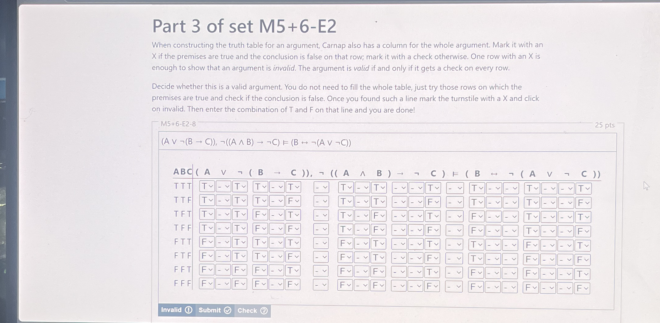 Solved by an EXPERT Part 3 ﻿of set M5+6-E2When constructing the truth | Chegg.com