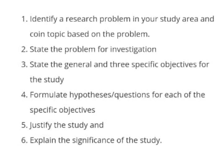 Solved 1. Identify a research problem in your study area and | Chegg.com