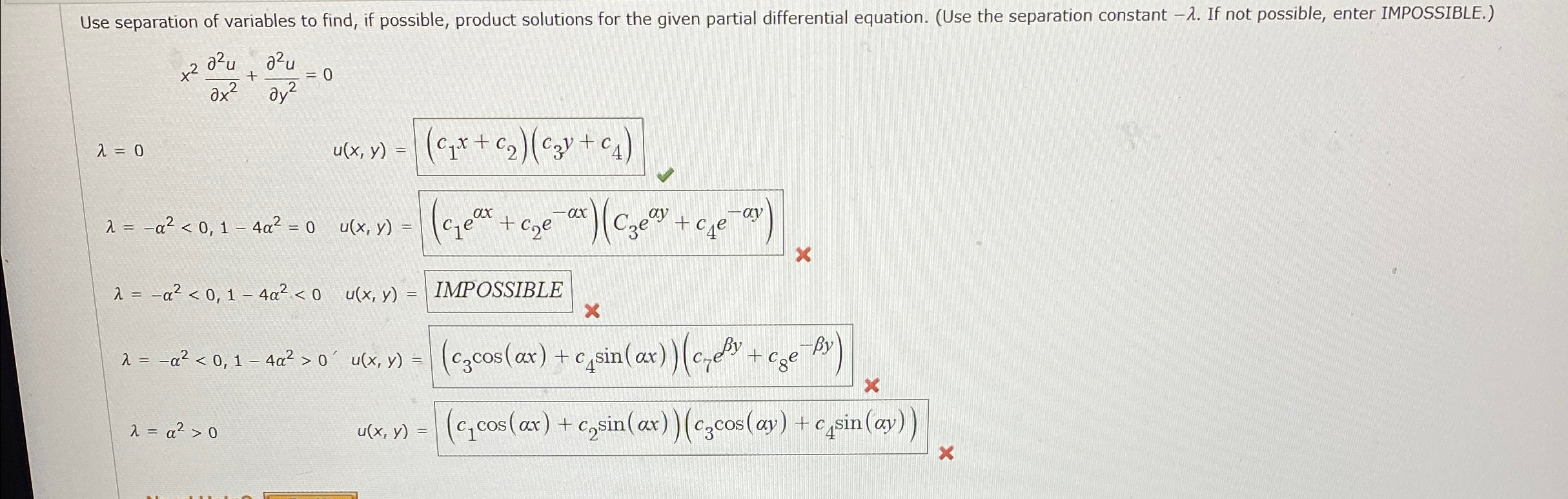 Solved Use separation of variables to find, if possible, | Chegg.com