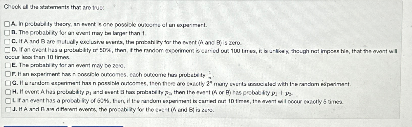 Solved Check all the statements that are true:A. ﻿In | Chegg.com