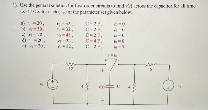 Solved Use the general solution for first-order circuits to | Chegg.com