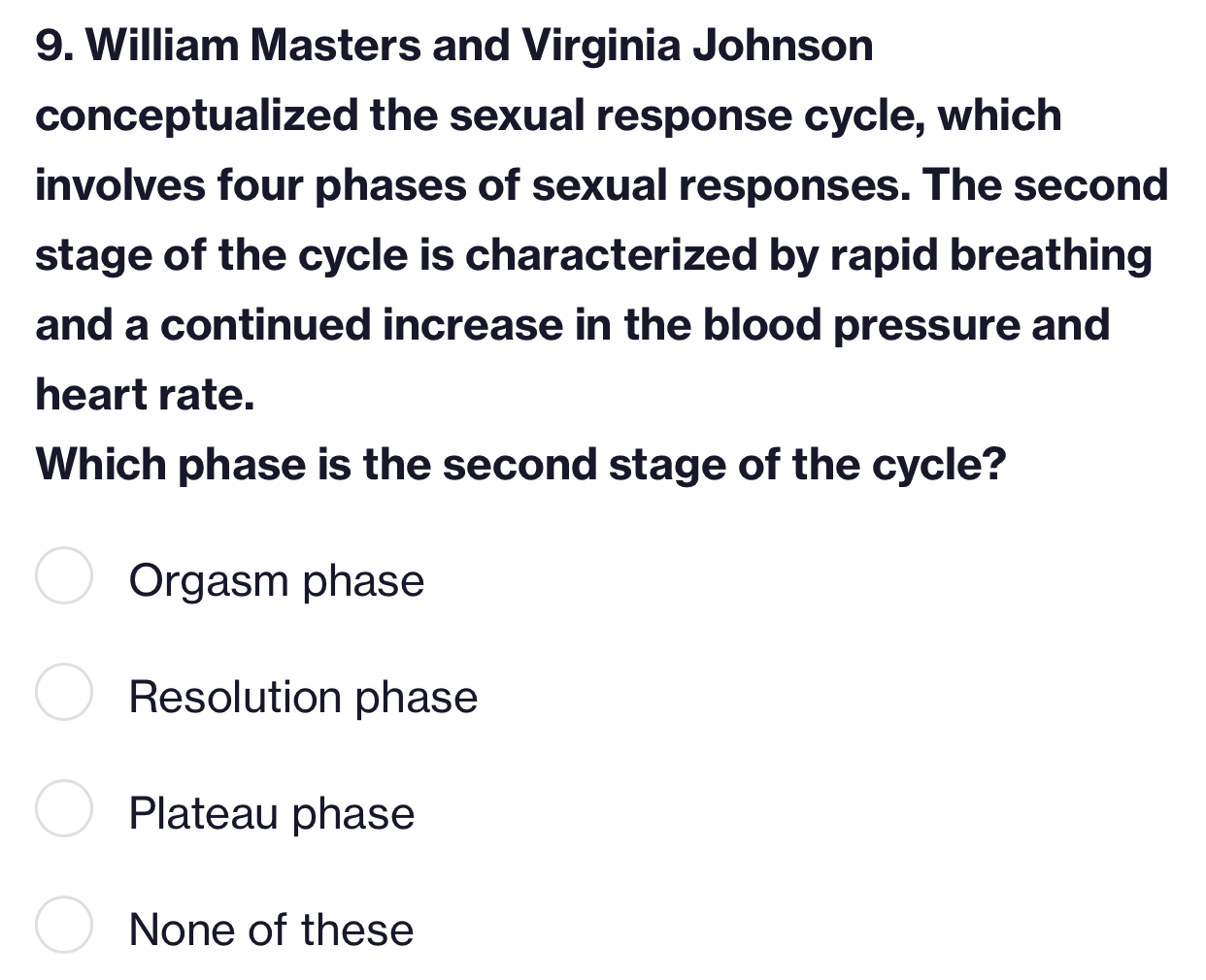 Solved William Masters and Virginia Johnson conceptualized | Chegg.com
