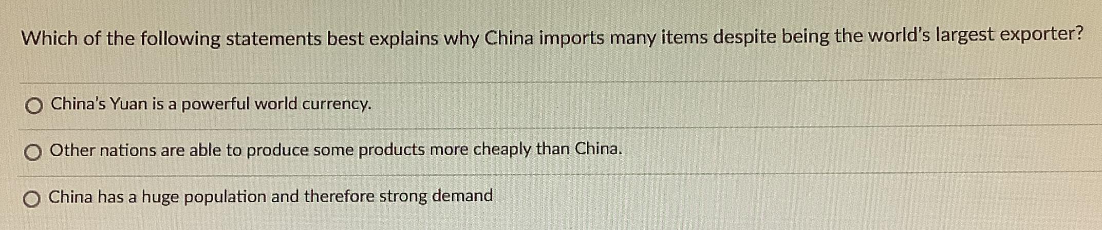 Solved Which of the following statements best explains why | Chegg.com