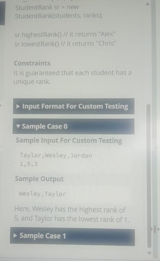 Solved 2. Java: Highest Rank Write a class StudentRank with | Chegg.com