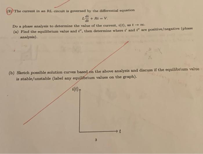 Solved (9) The current in an RL circuit is governed by the | Chegg.com