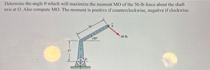 Solved Determine the angle θ which will maximize the moment | Chegg.com
