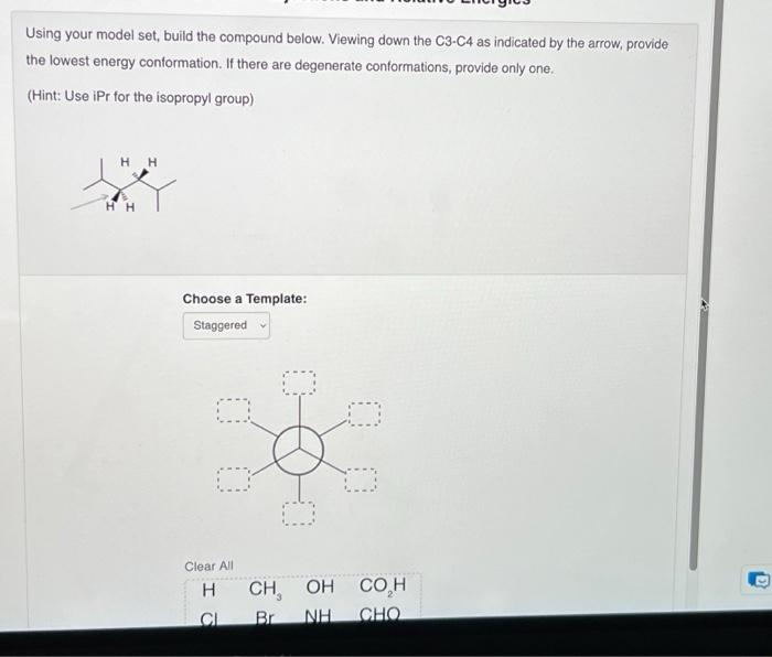 Solved Using your model set, build the compound below. | Chegg.com