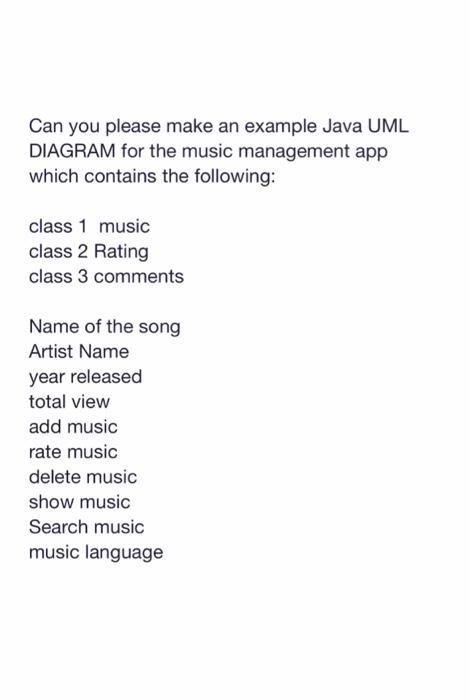 Solved Can you please make an example Java UML DIAGRAM for | Chegg.com