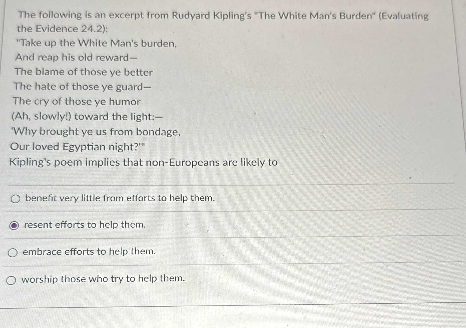 Solved The following is an excerpt from Rudyard Kipling's | Chegg.com