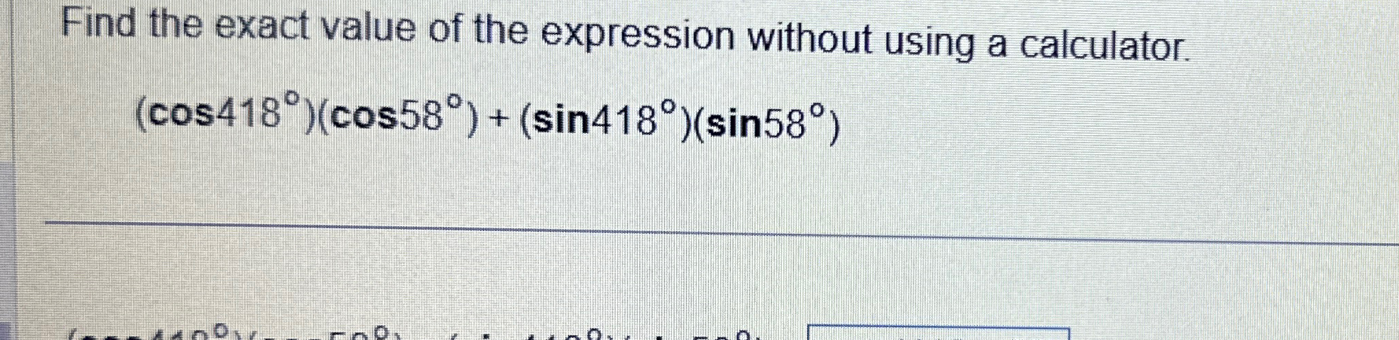Solved Find the exact value of the expression without using | Chegg.com