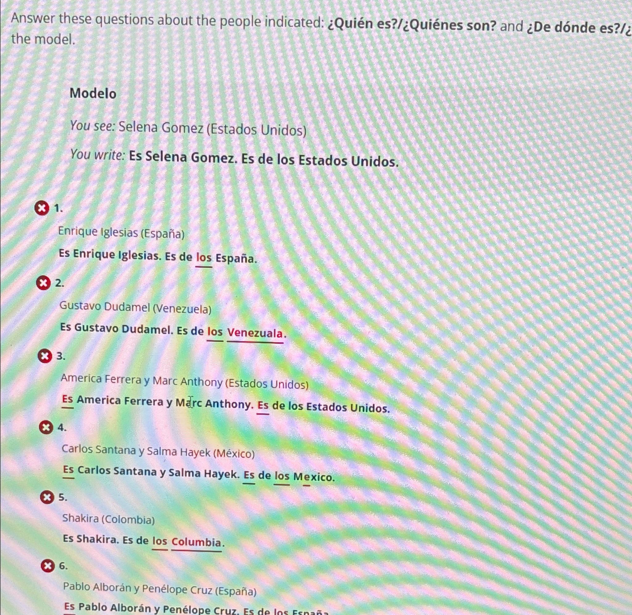 Solved Answer these questions about the people indicated: | Chegg.com
