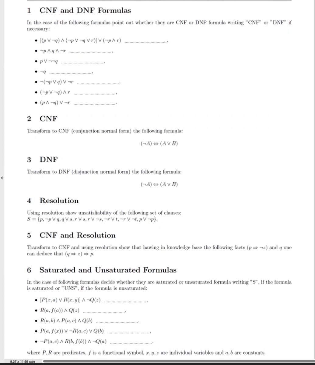 1cnf and Dnf Formulasin The Case Of The Following