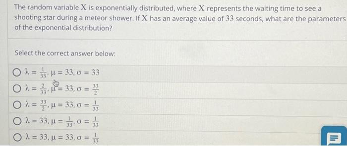 Solved The random variable X is exponentially distributed, | Chegg.com