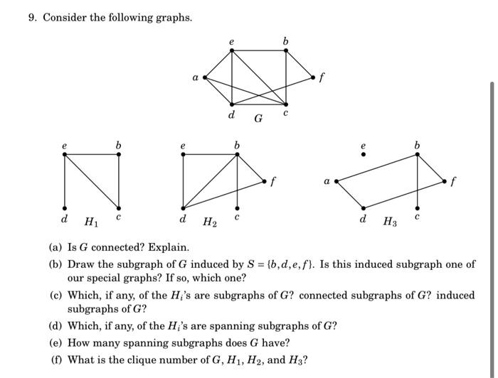 Solved 9. Consider the following graphs. (a) Is G connected? | Chegg.com