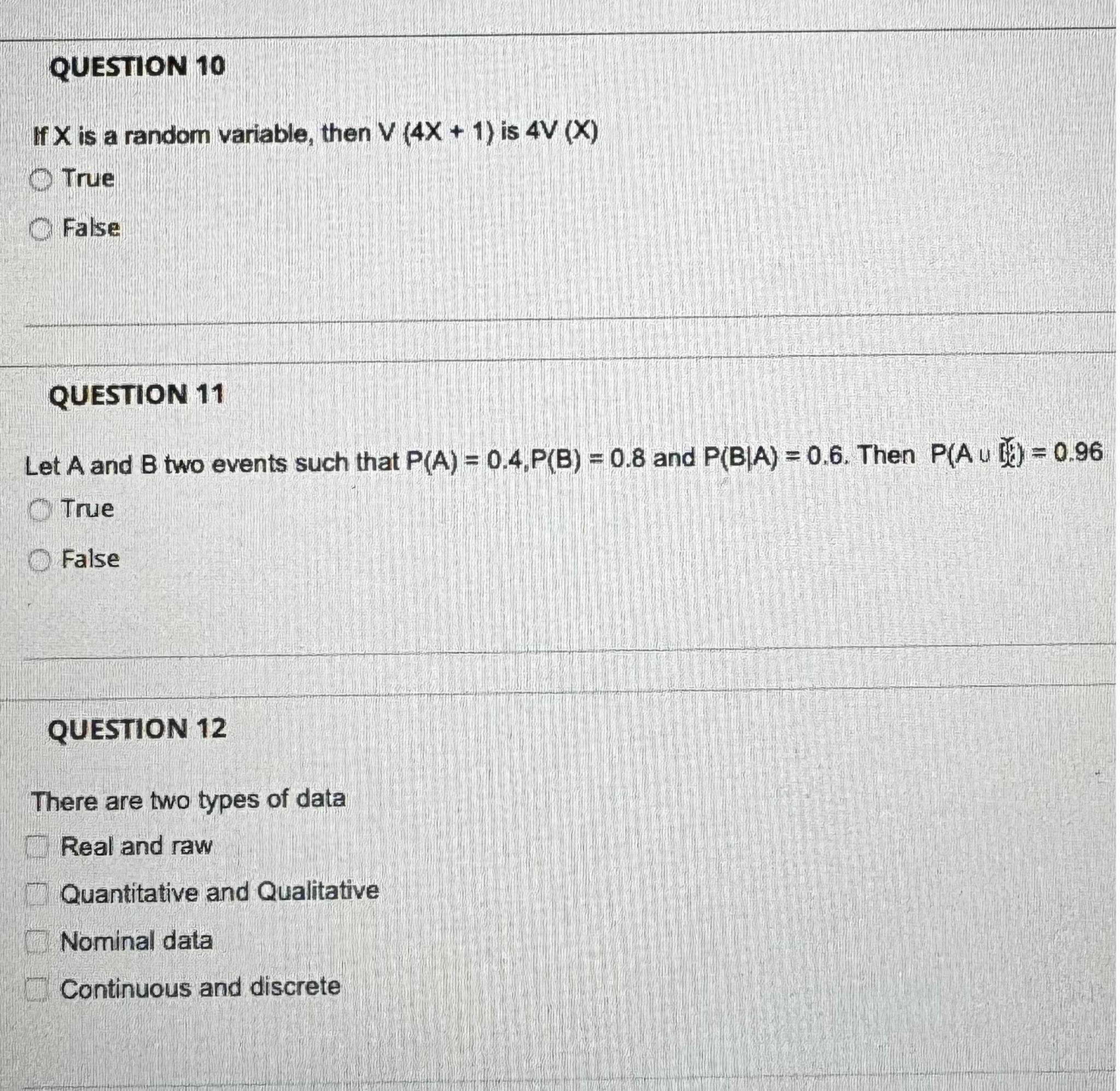 Solved QUESTION 10If x ﻿is a random variable, then V(4x+1) | Chegg.com